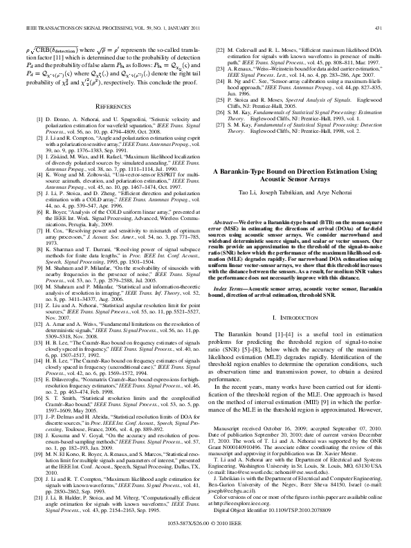 (PDF) A Barankin-Type Bound on Direction Estimation Using Acoustic ...