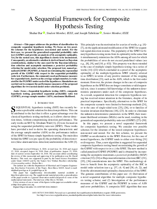 (PDF) A Sequential Framework for Composite Hypothesis Testing