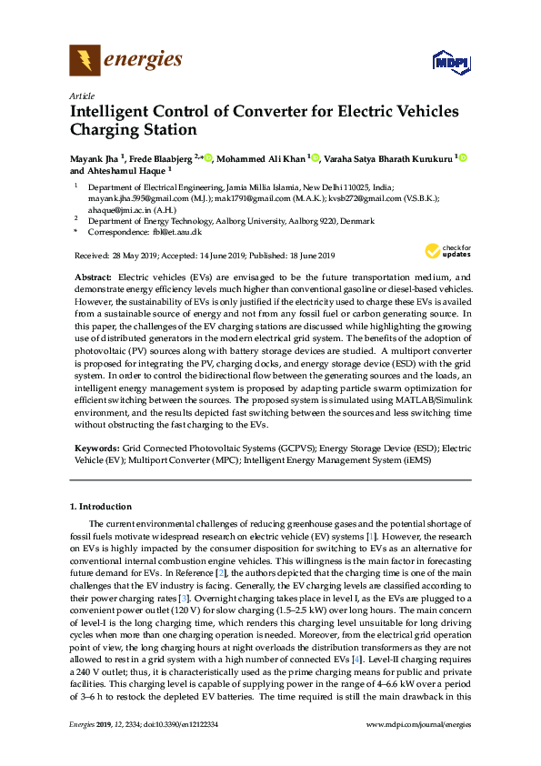 (PDF) Intelligent Control of Converter for Electric Vehicles Charging ...