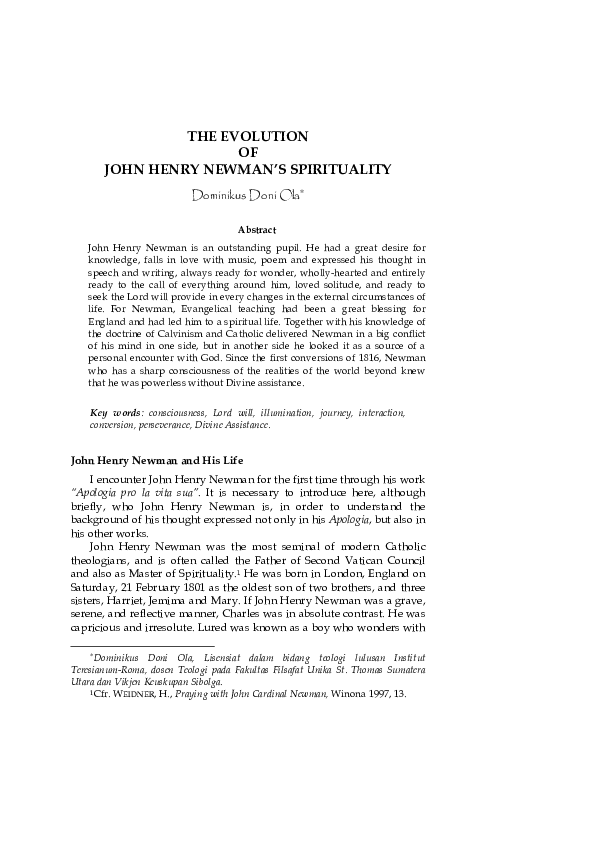 (PDF) The Evolution Of John Henry Newman's Spirituality