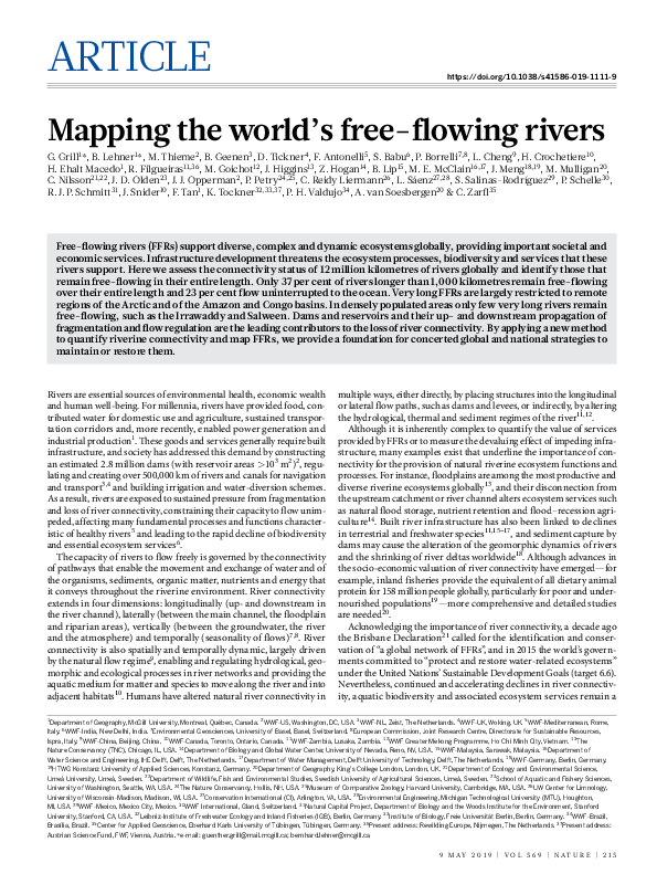 (PDF) Mapping the world’s free-flowing rivers