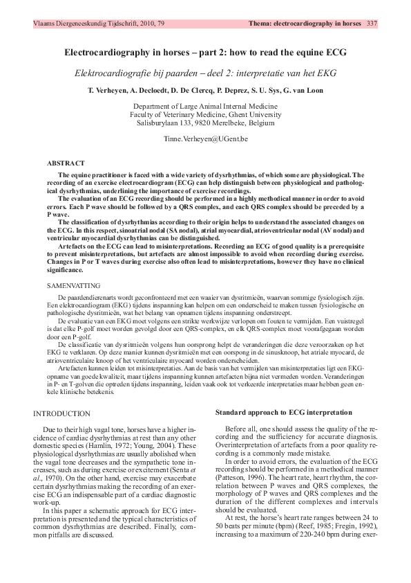 (PDF) Electrocardiography in horses – part 2: how to read the equine ECG