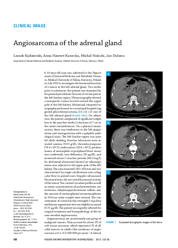 (PDF) Angiosarcoma of the adrenal gland