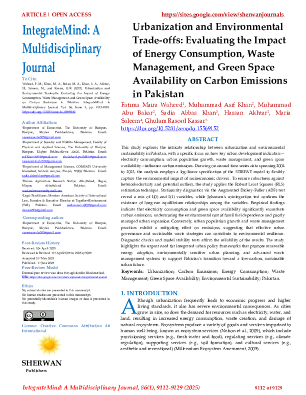 (PDF) Urbanization and Environmental Trade-offs: Evaluating the Impact ...