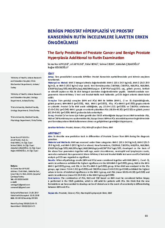 (PDF) The Early Prediction of Prostate Cancer and Benign Prostate ...