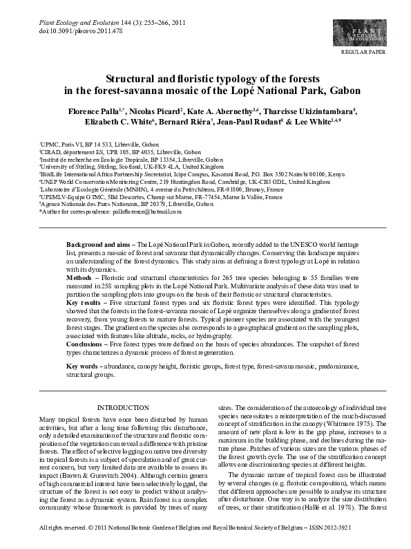 (PDF) Structural and floristic typology of the forests in the forest ...