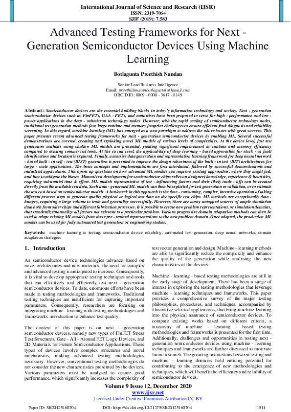 (PDF) Advanced Testing Frameworks for Next -Generation Semiconductor ...