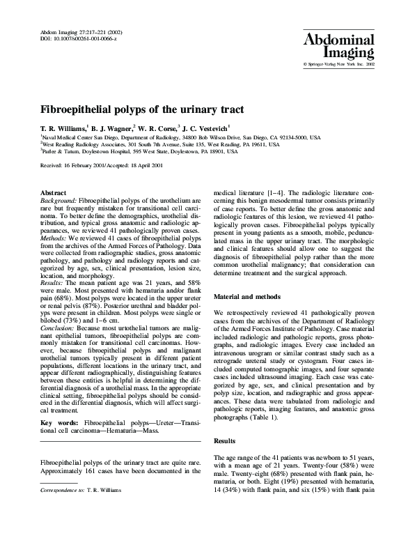(PDF) Fibroepithelial polyps of the urinary tract