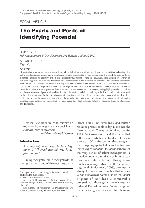 (PDF) The Pearls and Perils of Identifying Potential