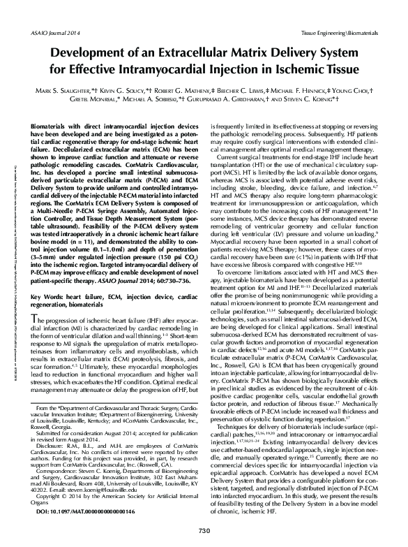 (PDF) Development of an Extracellular Matrix Delivery System for ...