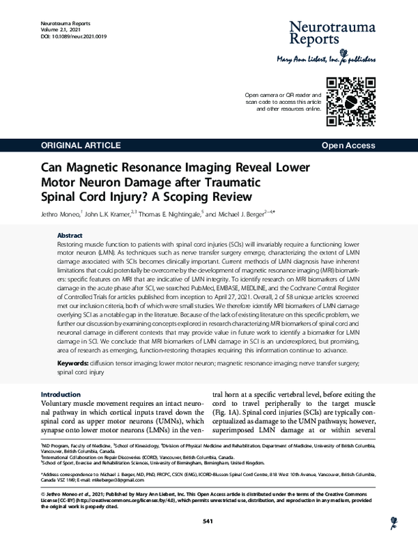 (PDF) Can Magnetic Resonance Imaging Reveal Lower Motor Neuron Damage ...