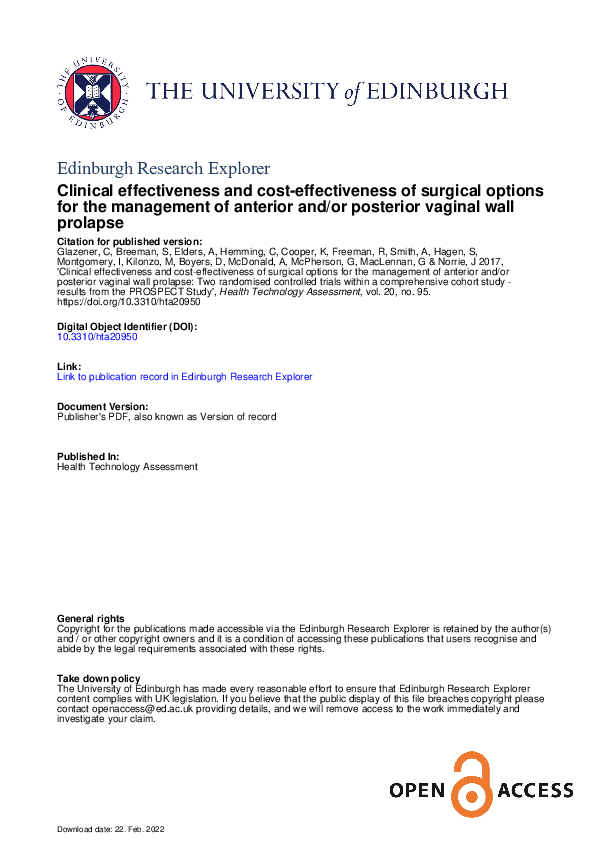 (PDF) Clinical effectiveness and cost-effectiveness of surgical options for the management of ...