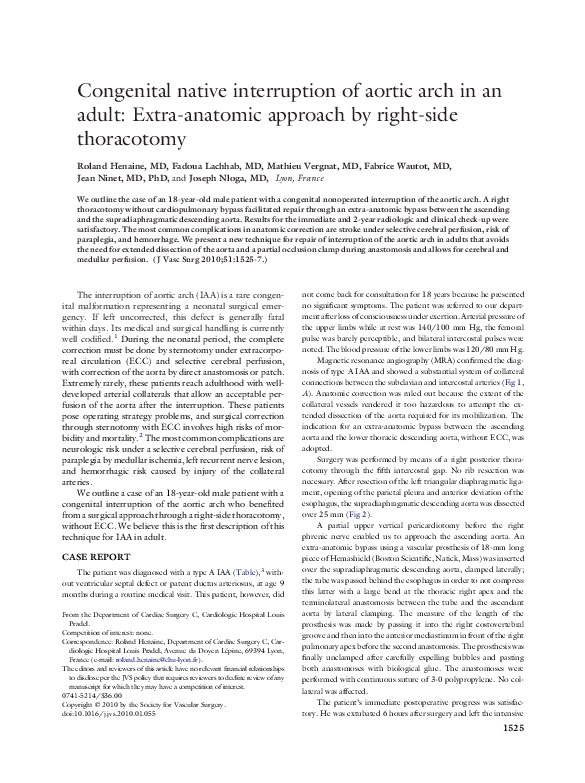 (PDF) Congenital native interruption of aortic arch in an adult: Extra ...