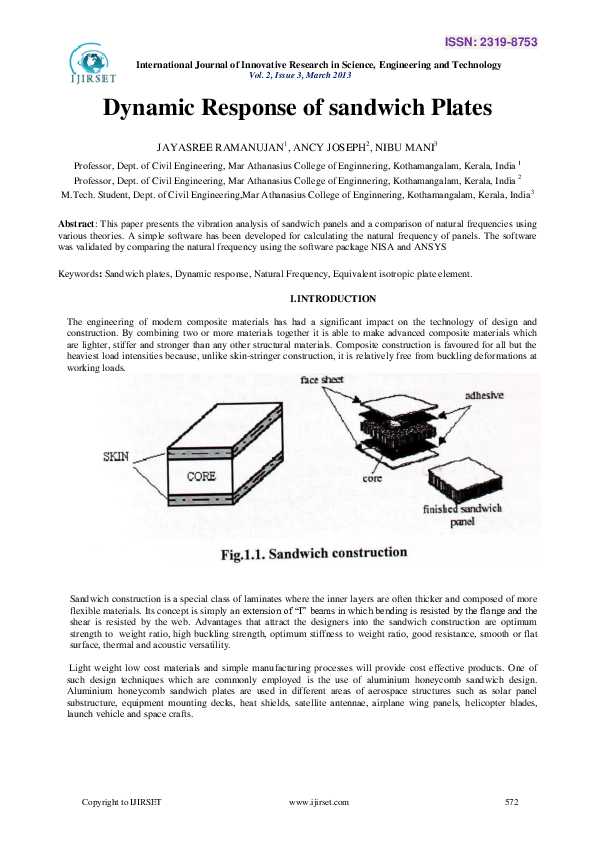 (PDF) Dynamic Response of sandwich Plates