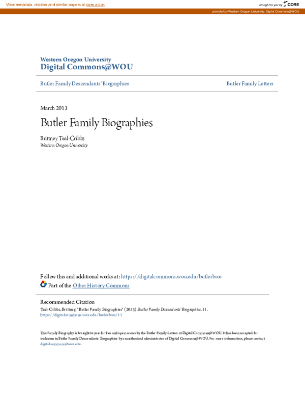 (PDF) Butler Family Biographies