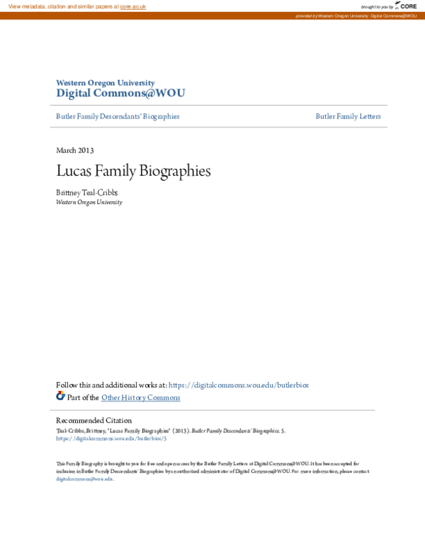 (PDF) Lucas Family Biographies