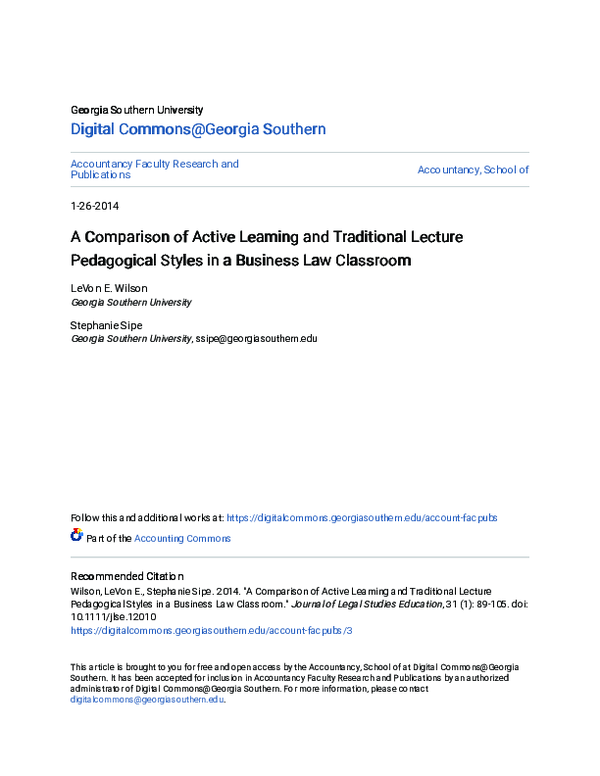 (PDF) A Comparison of Active Learning and Traditional Pedagogical ...