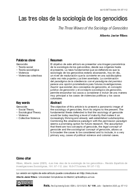 (PDF) Las tres olas de la sociología de los genocidios