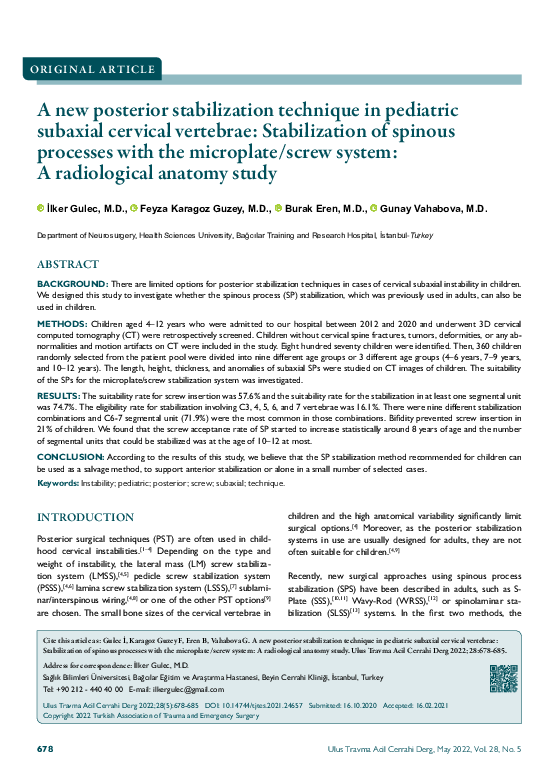 (PDF) A new posterior stabilization technique in pediatric subaxial ...