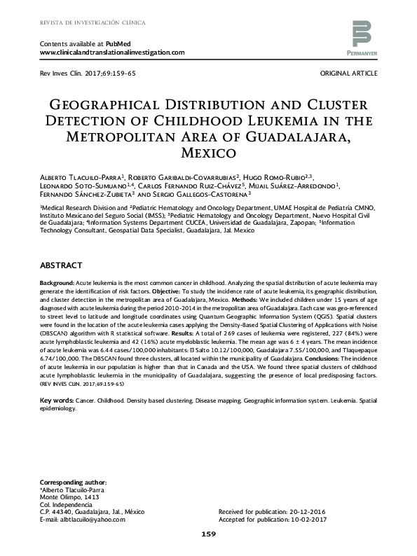 (PDF) Geographical Distribution and Cluster Detection of Childhood ...