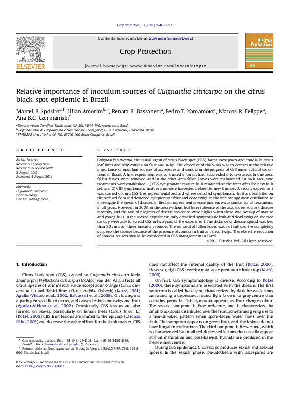 (PDF) Relative importance of inoculum sources of Guignardia citricarpa ...