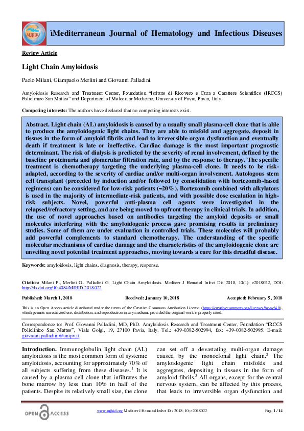 (PDF) Light Chain Amyloidosis