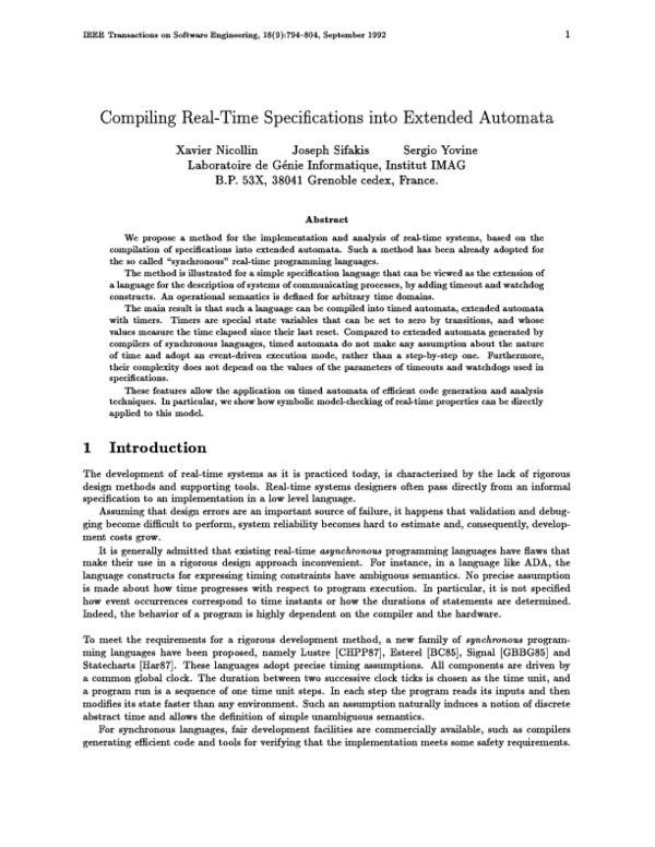 (PDF) Compiling real-time specifications into extended automata