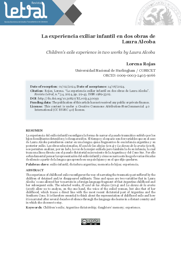 (PDF) La experiencia exiliar infantil en dos obras de Laura Alcoba ...