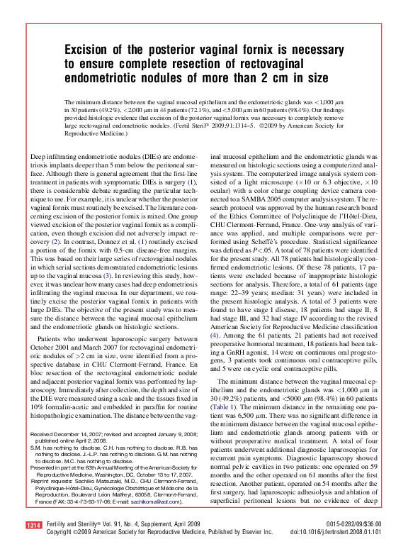 (PDF) Excision of the posterior vaginal fornix is necessary to ensure complete resection of ...