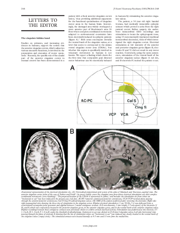 (PDF) The cingulate hidden hand
