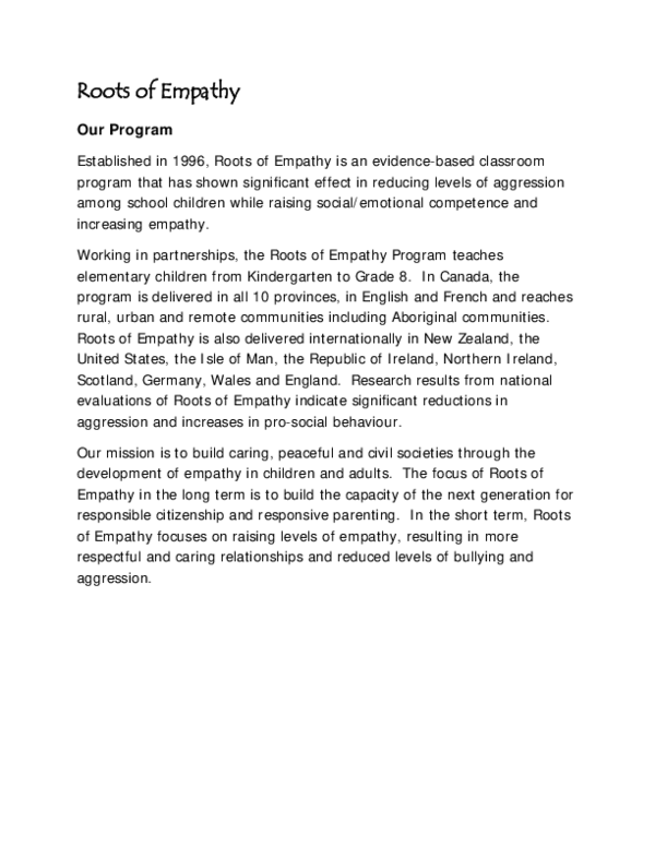 (PDF) Roots of Empathy