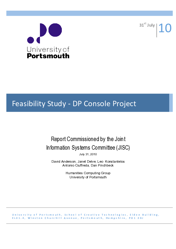 (PDF) Digital Preservation Console-Feasibility Study