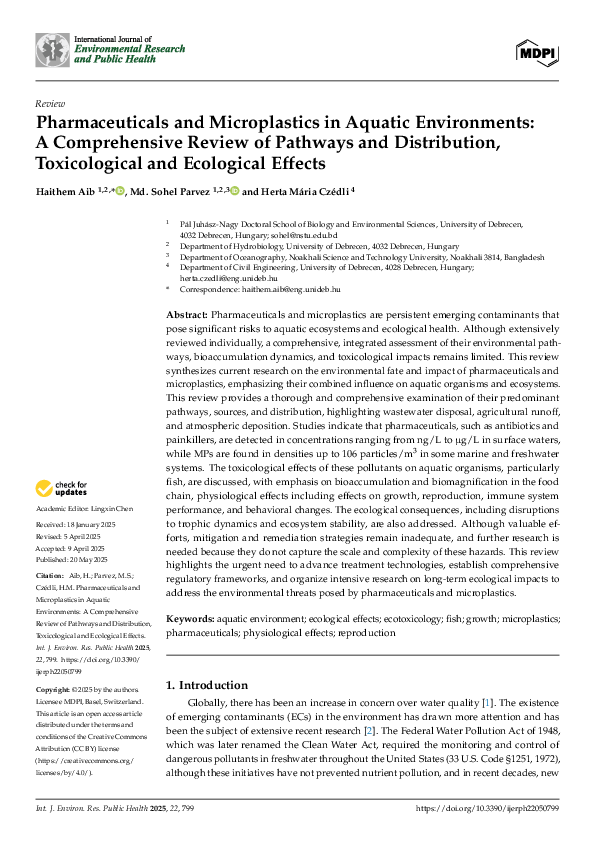 (PDF) Pharmaceuticals and Microplastics in Aquatic Environments: A Comprehensive Review of ...