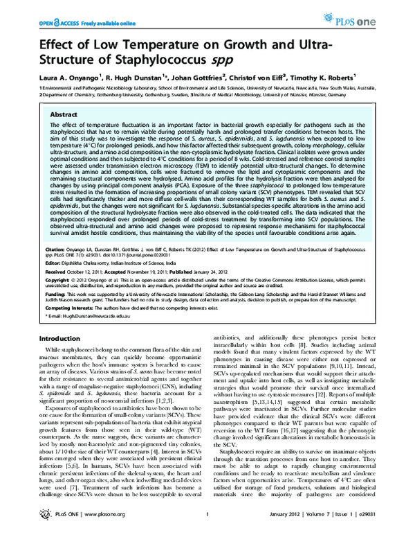 (PDF) Effect of Low Temperature on Growth and Ultra-Structure of ...