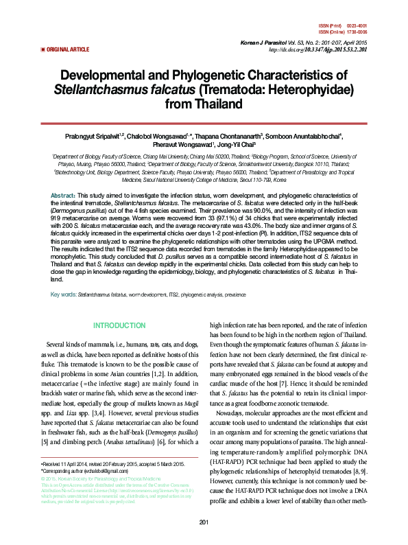 (PDF) Developmental and Phylogenetic Characteristics of Stellantchasmus ...