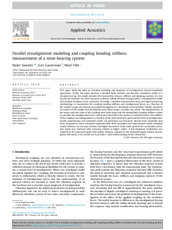 (PDF) Parallel misalignment modeling and coupling bending stiffness ...