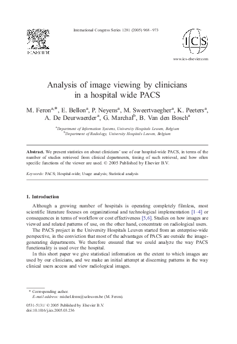 (PDF) Analysis of image viewing by clinicians in a hospital wide PACS