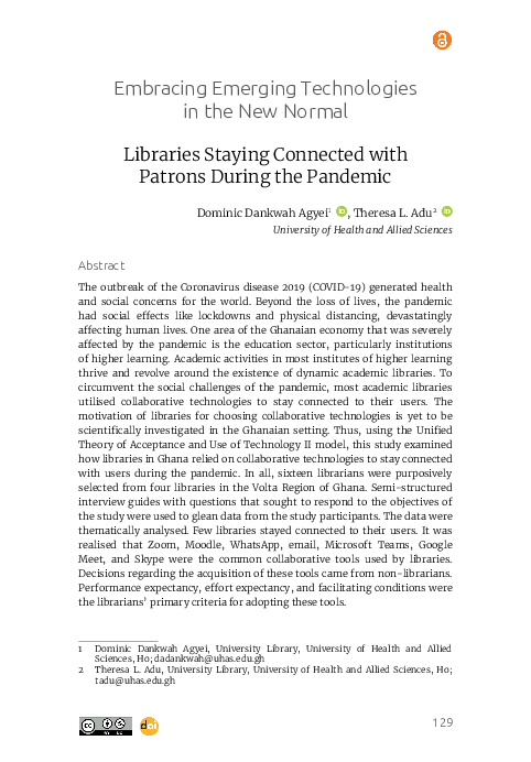 (PDF) Embracing Emerging Technologies in the New Normal: Libraries ...