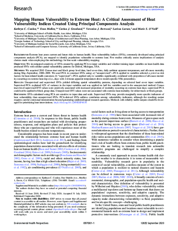 (PDF) Mapping Human Vulnerability to Extreme Heat: A Critical Assessment of Heat Vulnerability ...