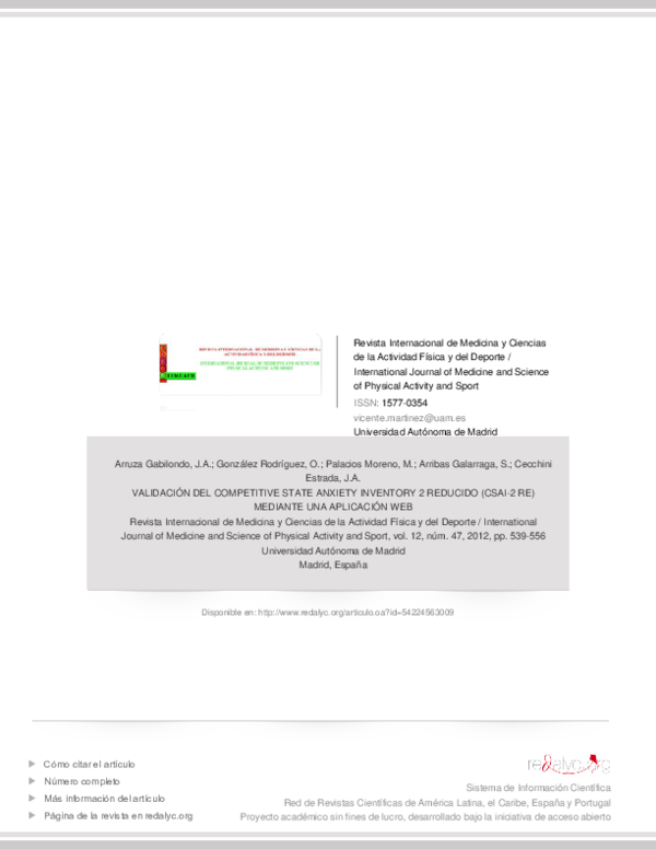 (PDF) Validación del competitive state anxiety inventory 2 reducido ...