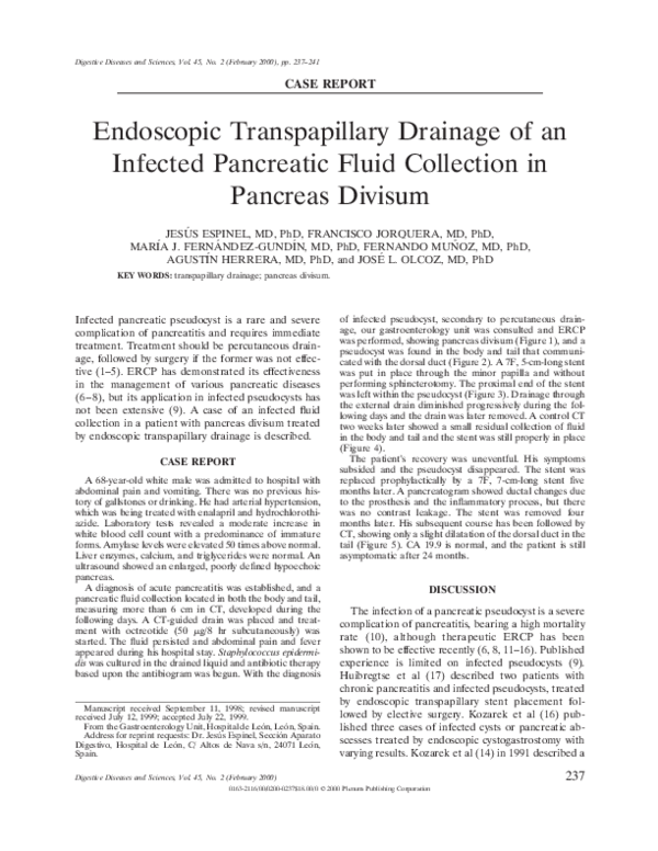 (PDF) Case Report: Endoscopic Transpapillary Drainage of an Infected Pancreatic Fluid Collection ...