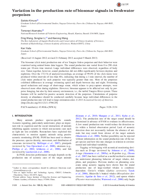 (PDF) Variation in the production rate of biosonar signals in ...