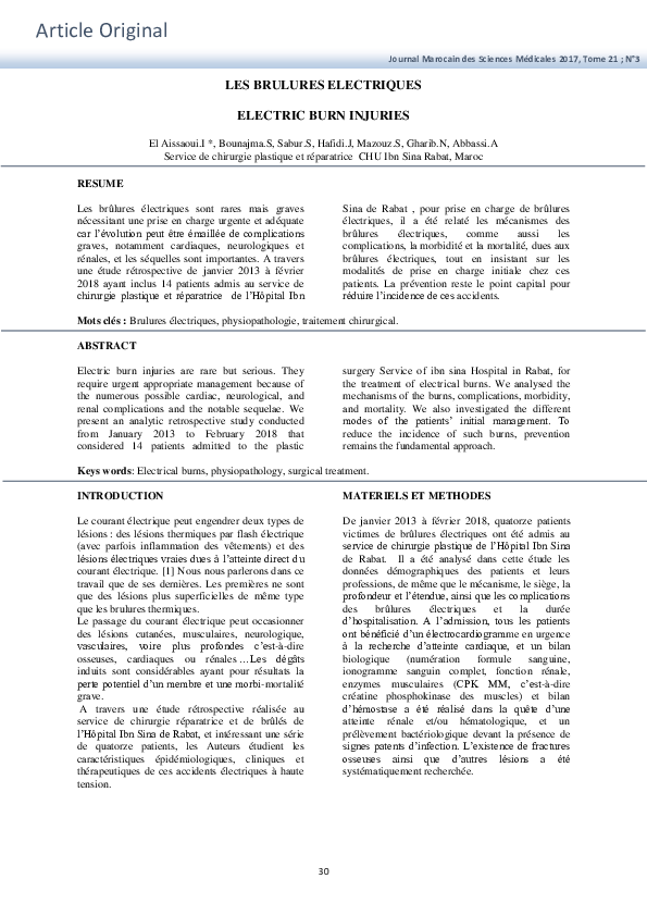 (PDF) Les brulures électriques