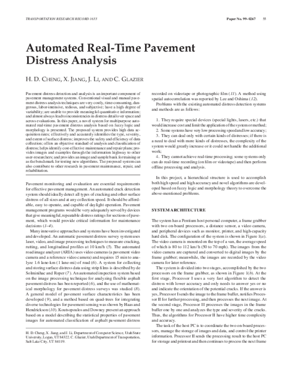 (PDF) Automated Real-Time Pavement Distress Analysis
