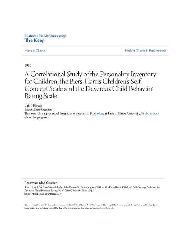 (PDF) A correlational study of the Personality Inventory for Children ...