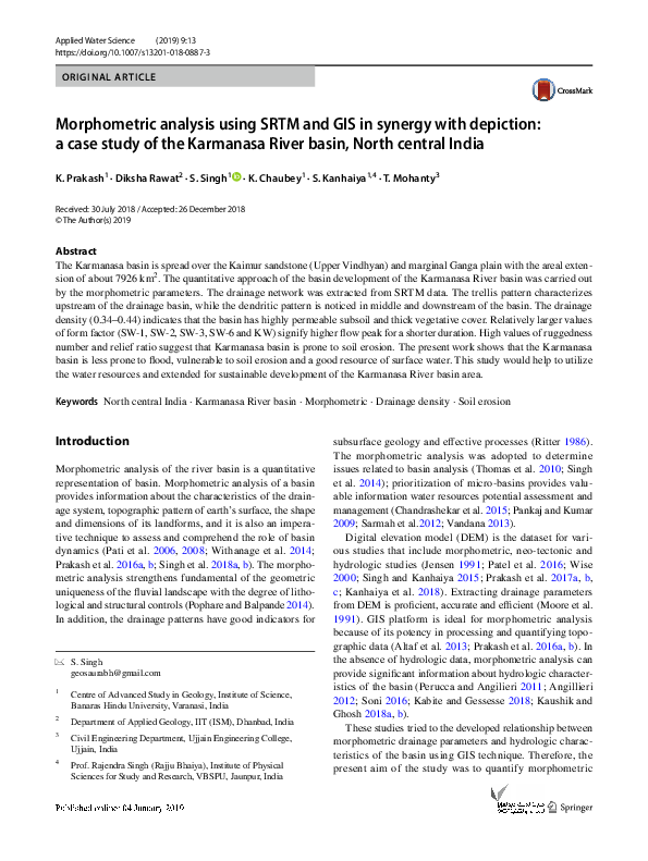 (PDF) Morphometric analysis using SRTM and GIS in synergy with ...