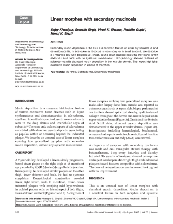 (PDF) Linear morphea with secondary mucinosis