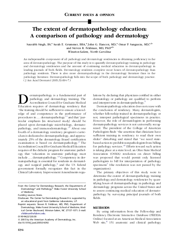(PDF) The extent of dermatopathology education: A comparison of ...