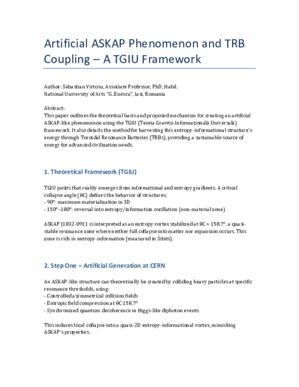 (PDF) Artificial ASKAP Phenomenon and TRB Coupling -A TGIU Framework