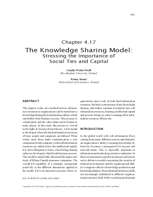 (PDF) The Knowledge Sharing Model